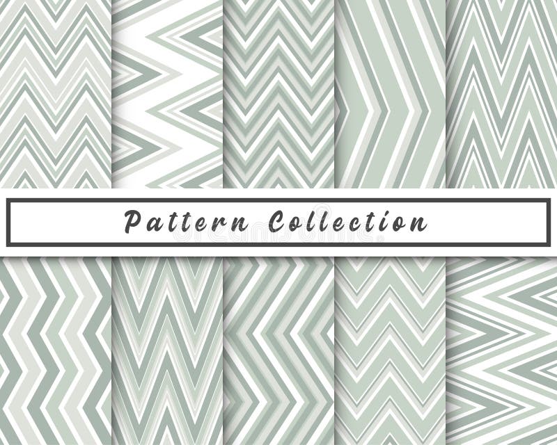 Vector Set of 10 Geometric Chevron Zigzag Seamless Pattern. Repeated ...