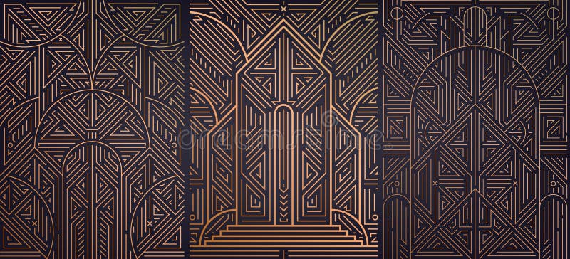 Vector Set of Geometric Design, Mono Line Style, Abstract Golden Frames ...