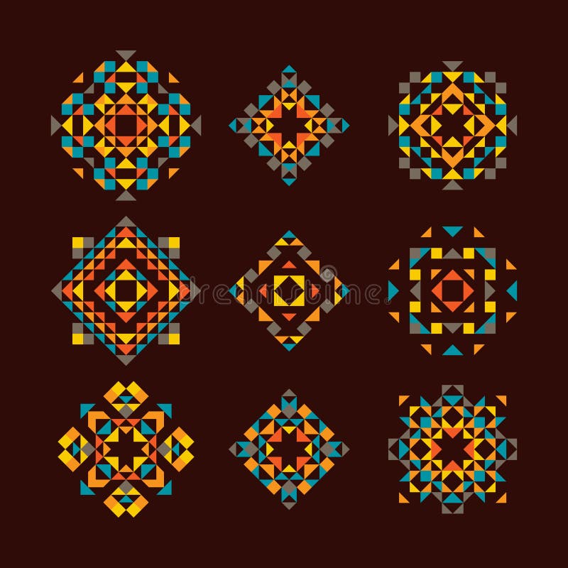 Geometric Native American Icons Vector Illustratio Stock Vector ...