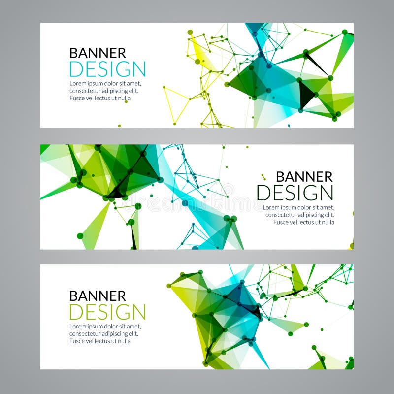 Vector Set Geometric Polygonal Banners. Technology Modern Business ...
