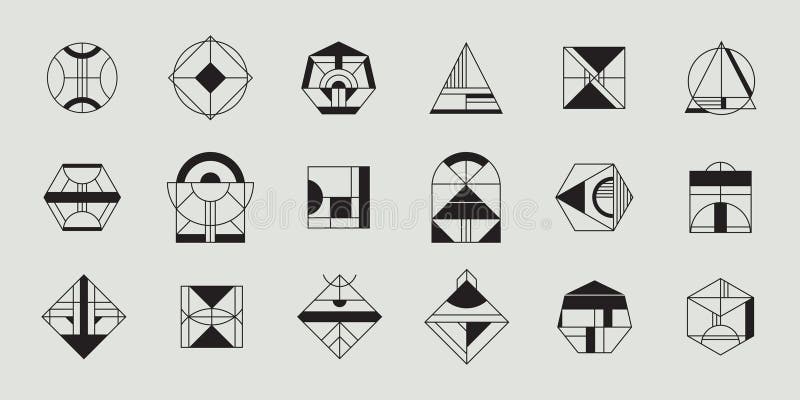 Vector Set of Geometric Shape Logos, Hipster, Art Deco Line Signs ...