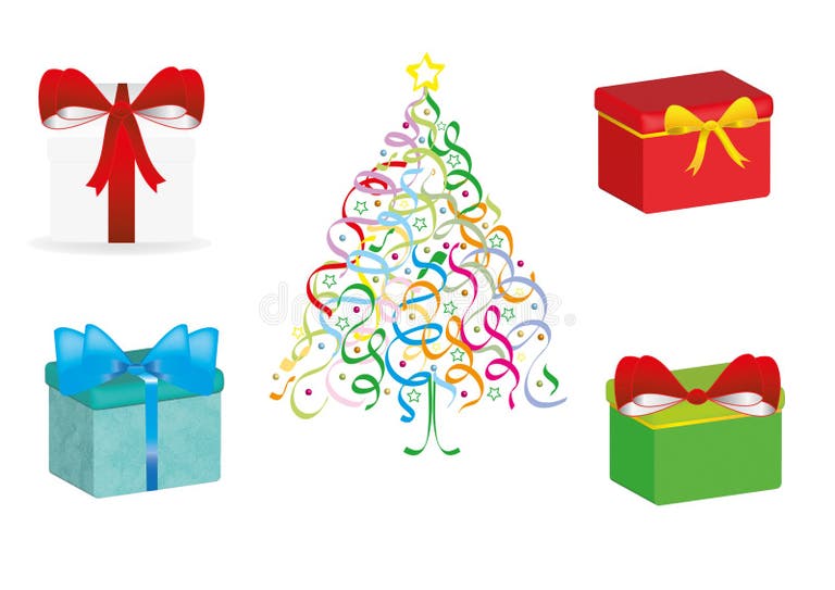 Vector Set of Gift Box, Tree Colors, Icons. Stock Vector - Illustration ...