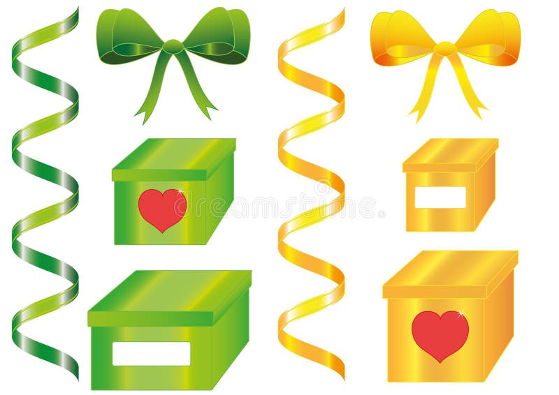 Vector Set of Gift Green and Yellow Icons. Stock Vector - Illustration ...