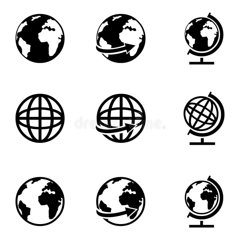 Vector Set of Globe Icons stock vector. Illustration of globe - 76680923