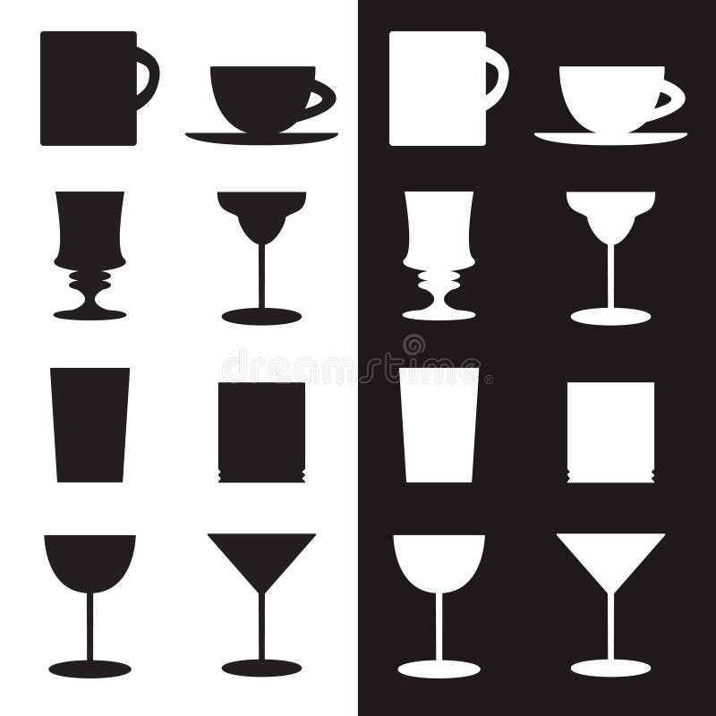Vector Set of Goblets, Cups, Glass Silhouettes Stock Illustration ...