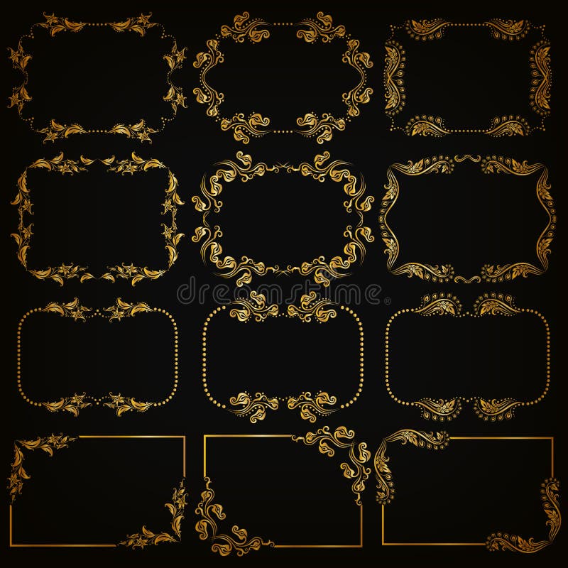 Vector Set of Gold Decorative Borders, Frame Stock Vector ...