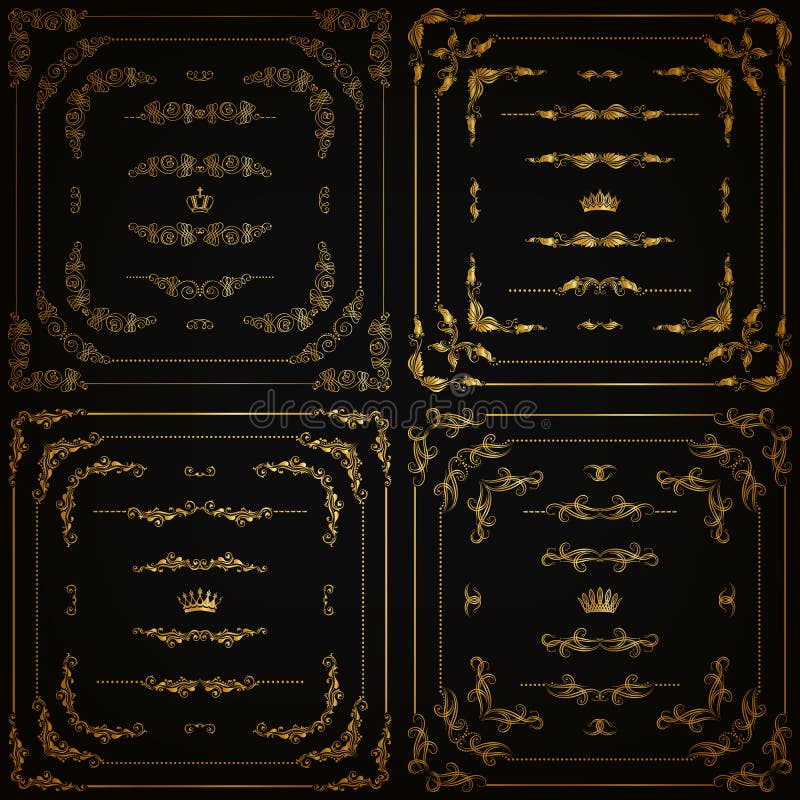 Vector Set of Gold Decorative Borders, Frame Stock Vector ...