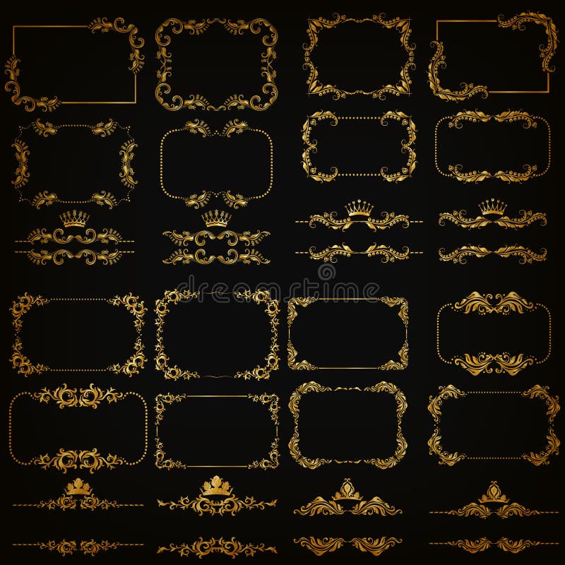 Vector Set of Gold Decorative Borders, Frame Stock Vector ...