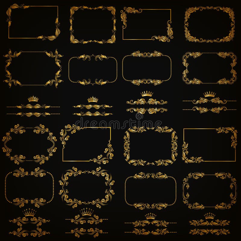 Vector Set of Gold Decorative Borders, Frame Stock Vector ...