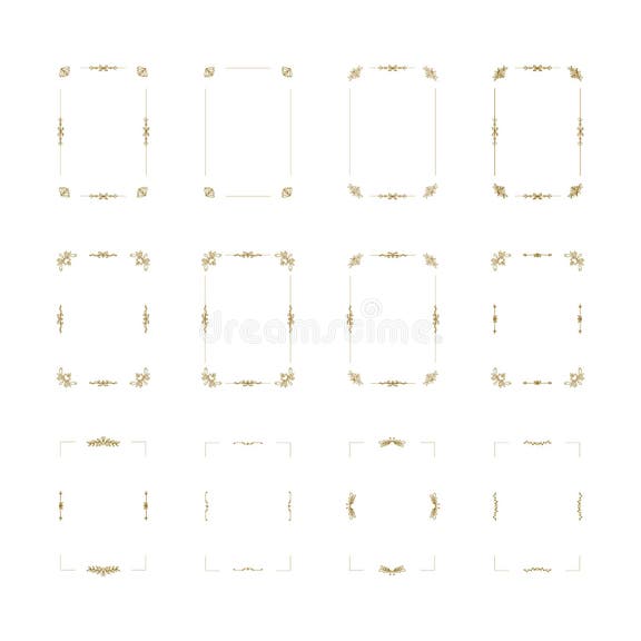 Vector Set of Gold Decorative Horizontal Floral Elements, Corners, Borders, Frame Stock Vector ...