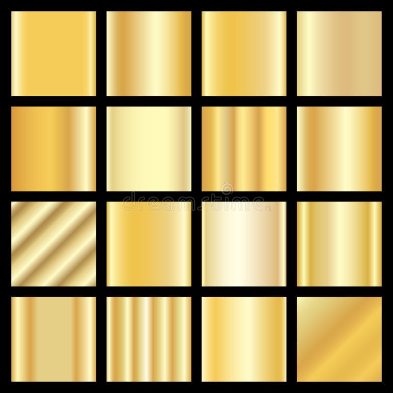 Vector Set of Gold and Silver Gradients Stock Vector - Illustration of ...