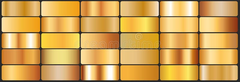 Set of Vector Gold Gradients on Dark Background Stock Vector ...