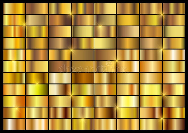 Vector Set of Gold Gradients.Golden Squares Collection Stock Vector ...