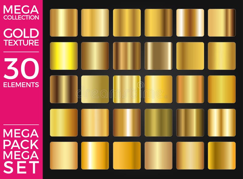 Vector Set Of Gold Gradients, Golden Squares Collection, Textures Group ...