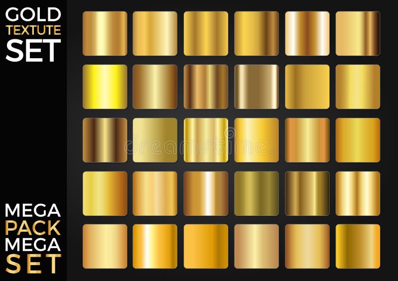 Vector Set of Gold Gradients, Golden Squares Collection, Textures Group ...