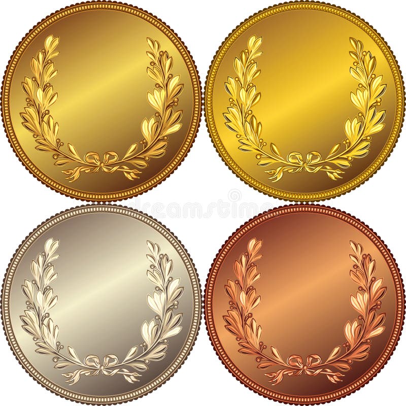 Vector Set of the Gold, Silver and Bronze Coins Stock Vector ...