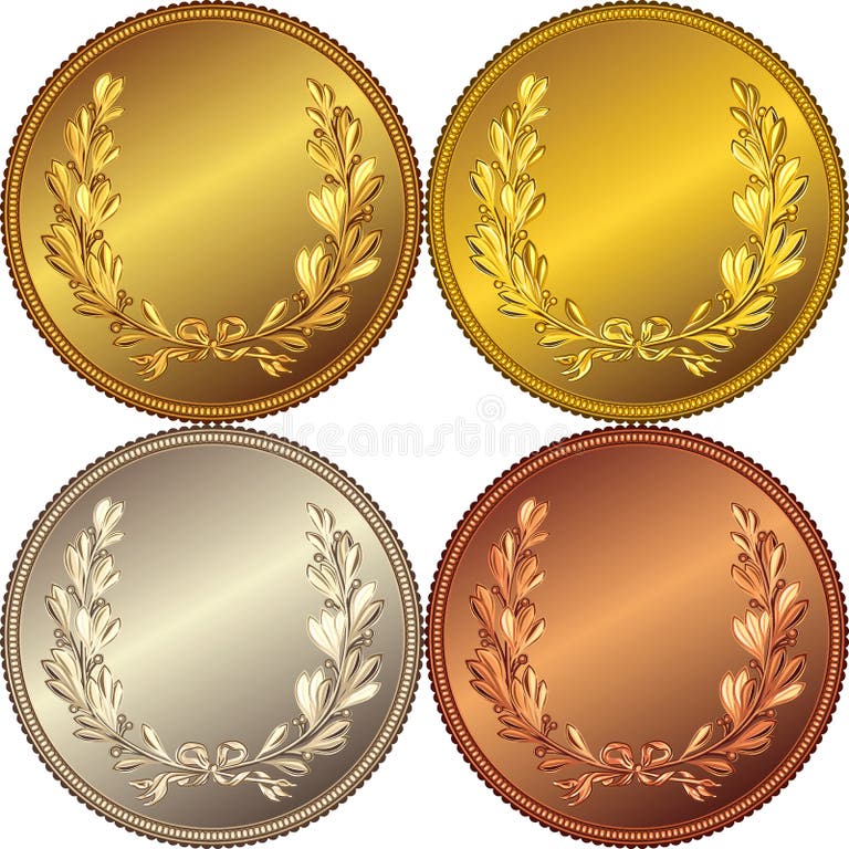 Vector Set of the Gold, Silver and Bronze Coins Stock Vector ...