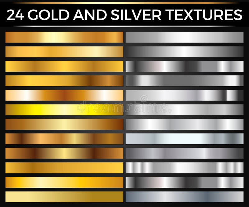 Vector Set of Gold and Silver Gradients, Gold and Silver Squares ...