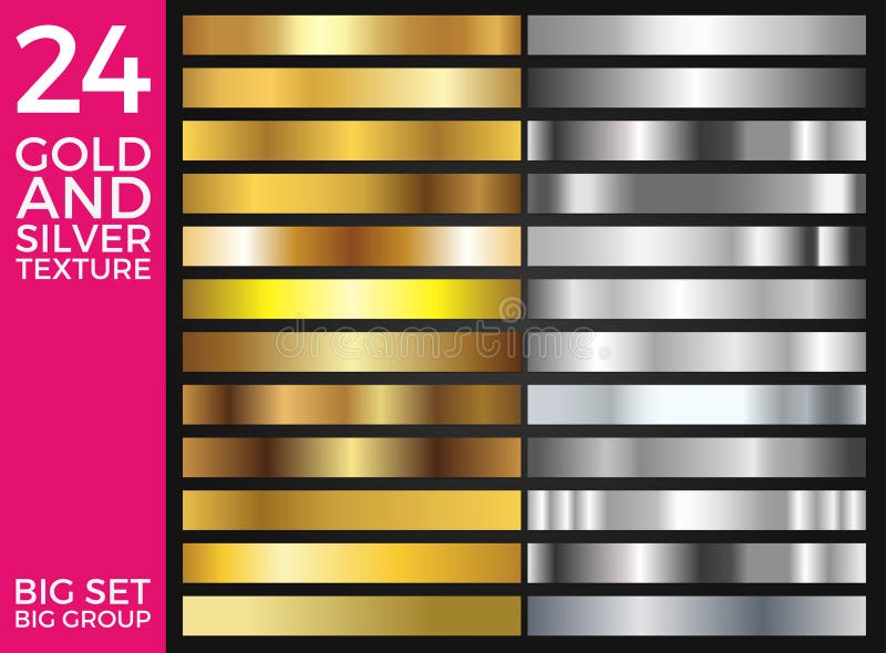 Vector Set of Gold and Silver Gradients, Gold and Silver Squares ...