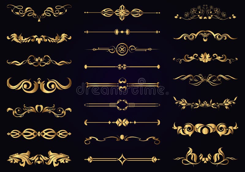 Vector Set Gold Vintage Decorative Elements for Design, Calligraphic ...