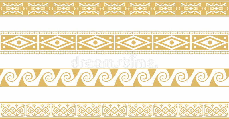 Vector Set of Golden Native American National Borders. Stock Vector ...