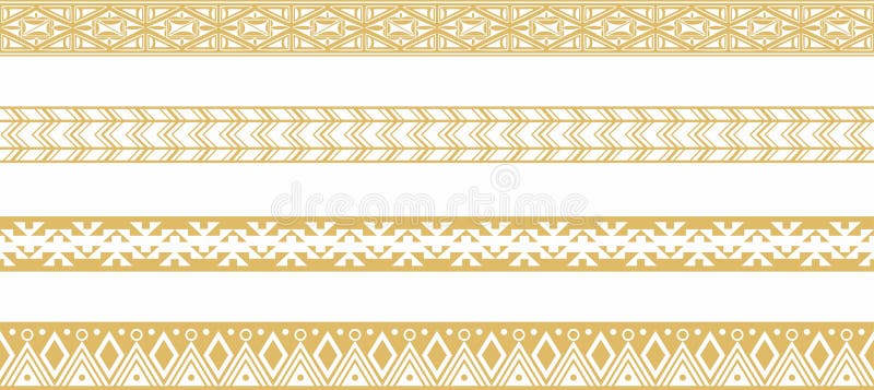 Vector Set of Golden Native American National Borders. Stock Vector ...
