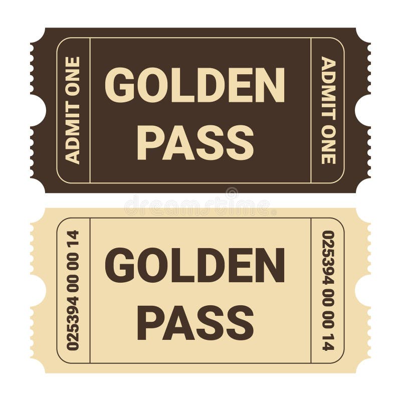 Golden Vip Ticket with Crown. Vector Vip Ticket Blank Template. Vector ...