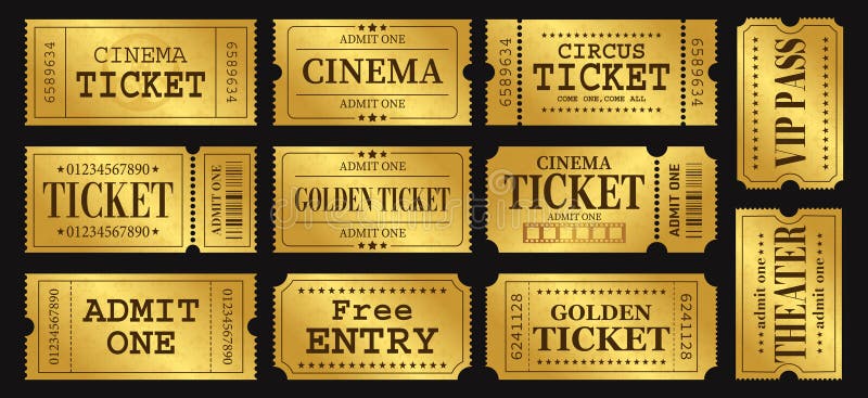 Vector Set of Golden Ticket Template. Invite Ticket .Vector ...