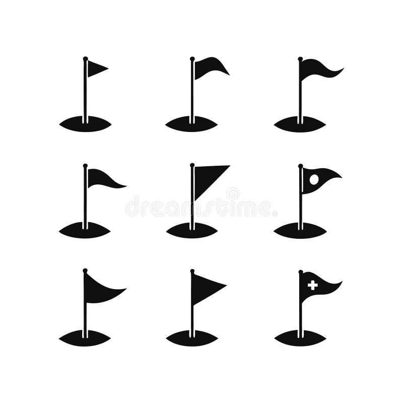 Vector Set of Golf Course Flag Markers Stock Vector - Illustration of ...