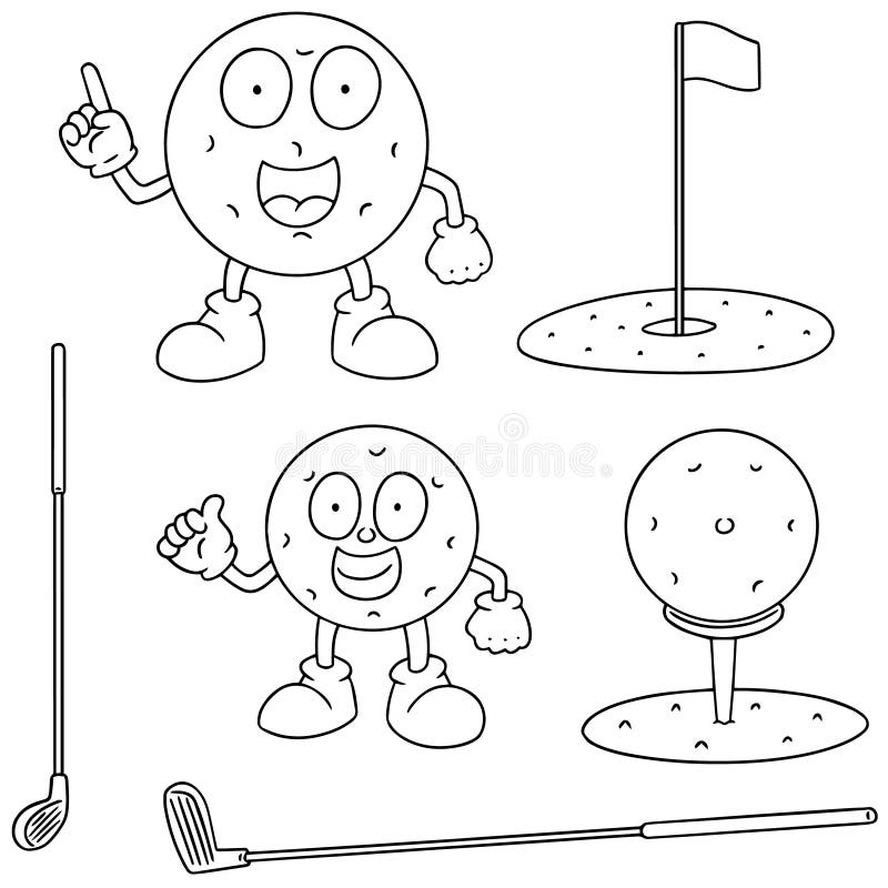 Vector Set of Golf Equipment Stock Vector - Illustration of putter ...