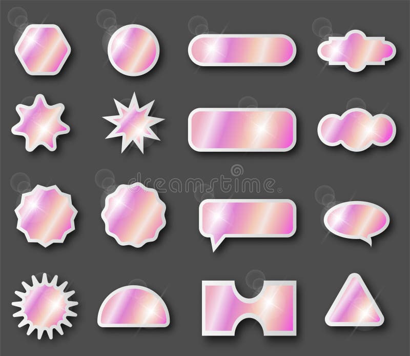 Vector Set of Gradient Stickers Different Forms in Trendy Colors Stock ...
