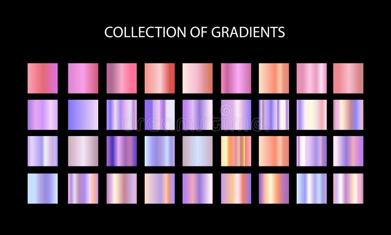 Vector Set of Gradients. Big Collection of Colorful Metallic Gradient ...