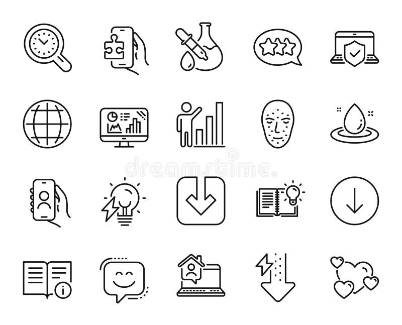 Vector Set of Graph Chart, Heart and Technical Info Line Icons Set ...