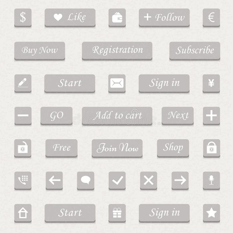 Vector Set of Gray Buttons and Web Elements Stock Illustration ...