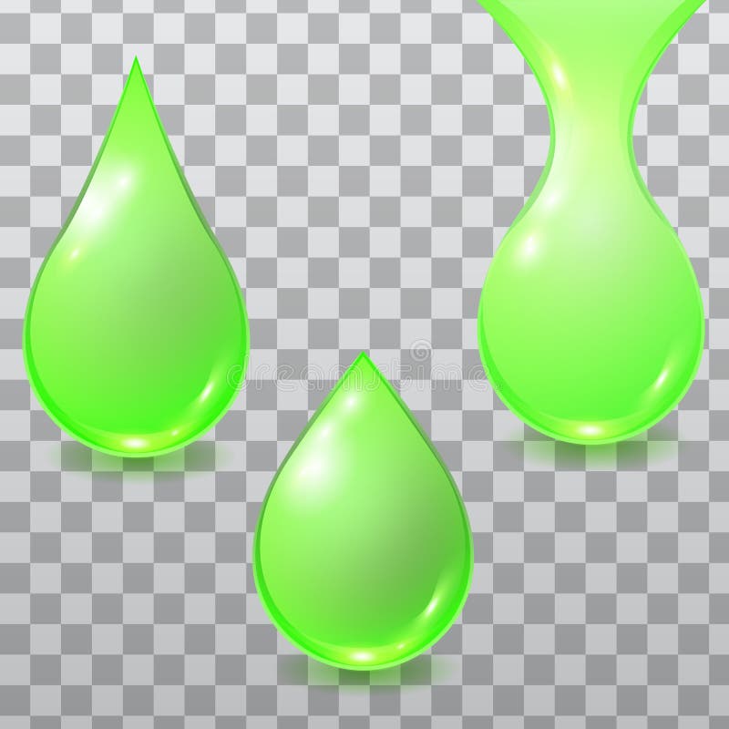 Vector Set of Green Drops Isolated on Checkered Background Stock Vector ...