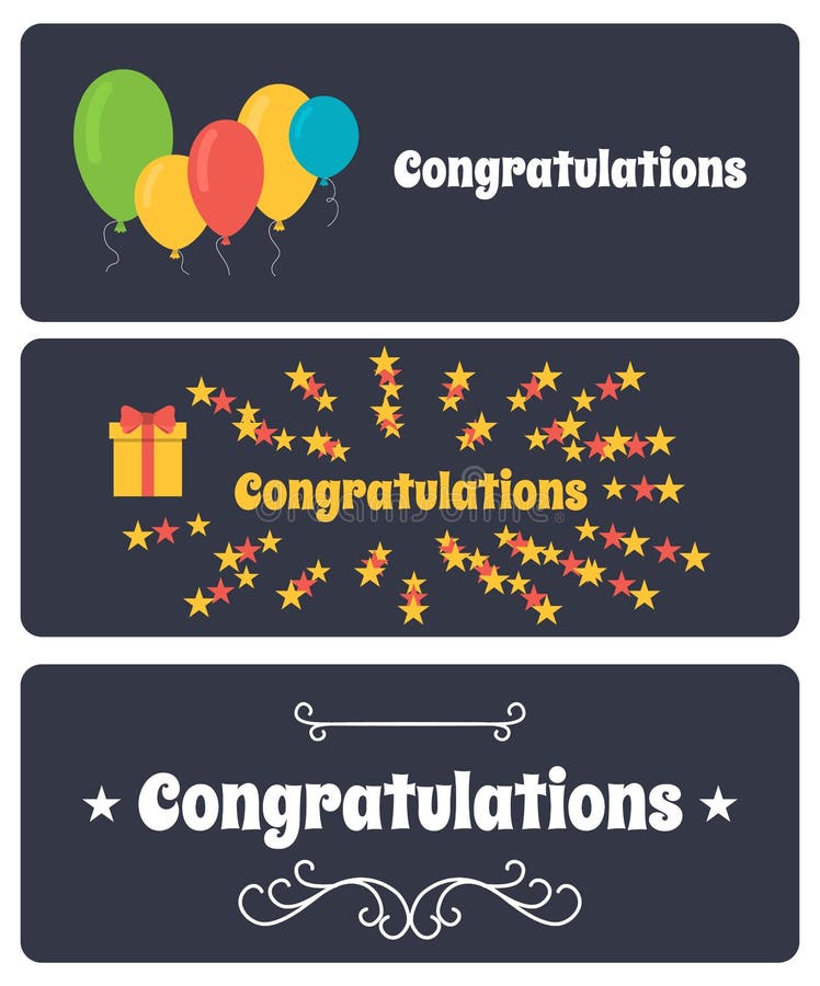 Vector Set of Greeting Banners. Congratulate. Stock Illustration ...