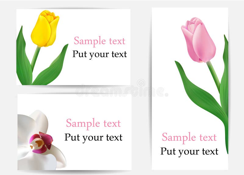 Vector Set of Greeting Cards with Flowers Stock Vector - Illustration ...
