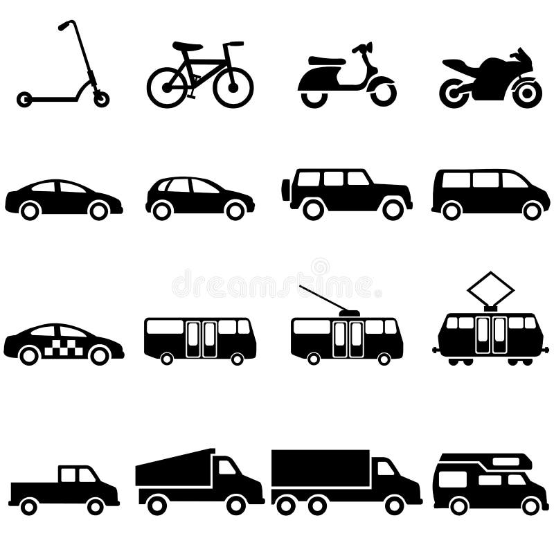 Vector Set of Ground Transportation Icons Stock Vector - Illustration ...