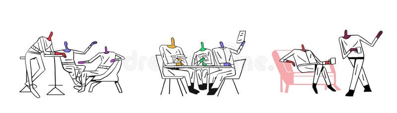 Vector Set with Group of People Meeting and Talking. Concept of ...