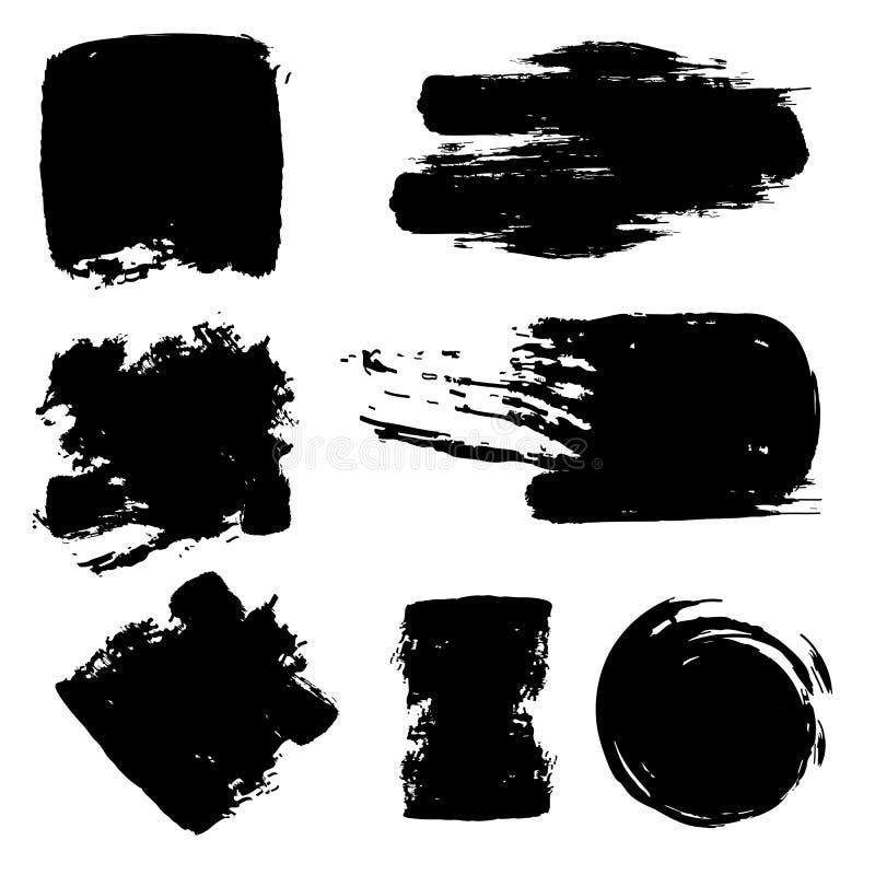 Vector Set of Grunge Textures, Ink Strokes, Paint Spots. Stock Vector ...