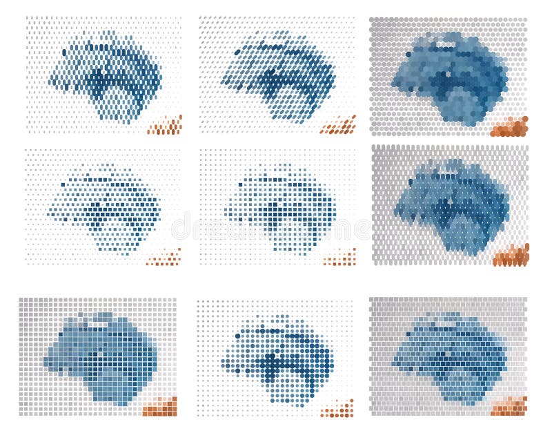 Vector Set of 12 Halftone Watercolor Blue Spots Stock Illustration ...