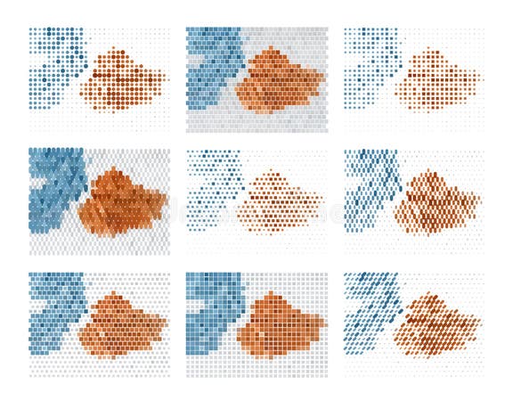 Vector Set of 12 Variations Halftone Effects,Abstract Watercolor Blue ...