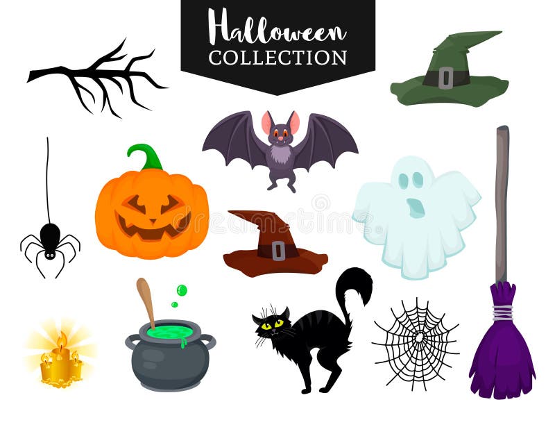 Flat Halloween Objects Stock Illustrations – 1,768 Flat Halloween ...