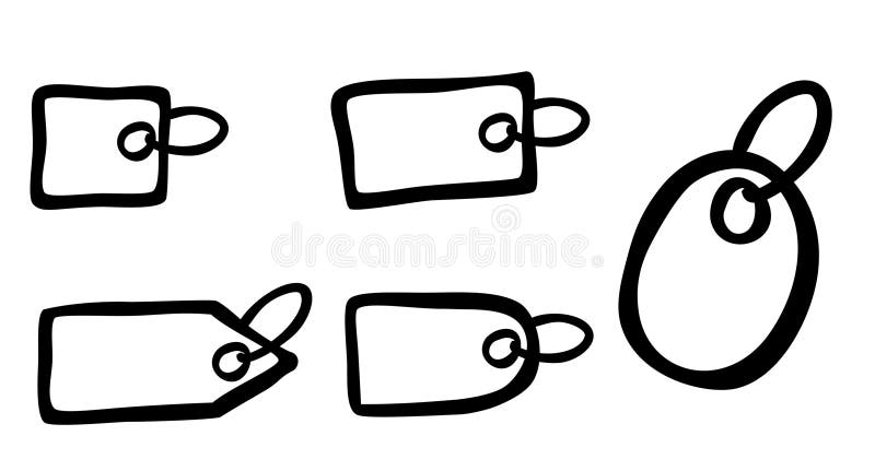 Vector Set Hand Draw Basic Shape with Rope Tag, Square, Rectangle, Oval ...