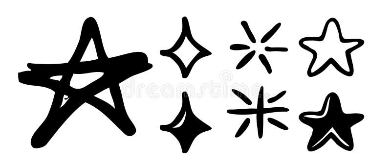 Vector Set 7 Hand Draw Sketch Star, Isolated on White Stock ...