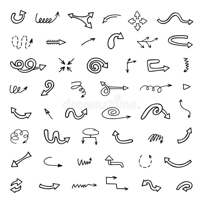 Vector Collection of Arrow Signs, Set of Hand Drawn Elements Stock ...