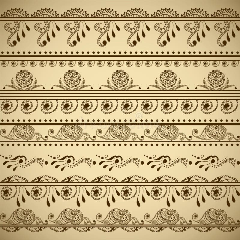 Vector Set of Hand Drawn Borders in Ethnic Indian Style. Collection of ...
