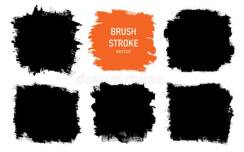 Vector Set of Hand Drawn Brush Strokes Stains for Backdrops. Monochrome Square Design Elements ...