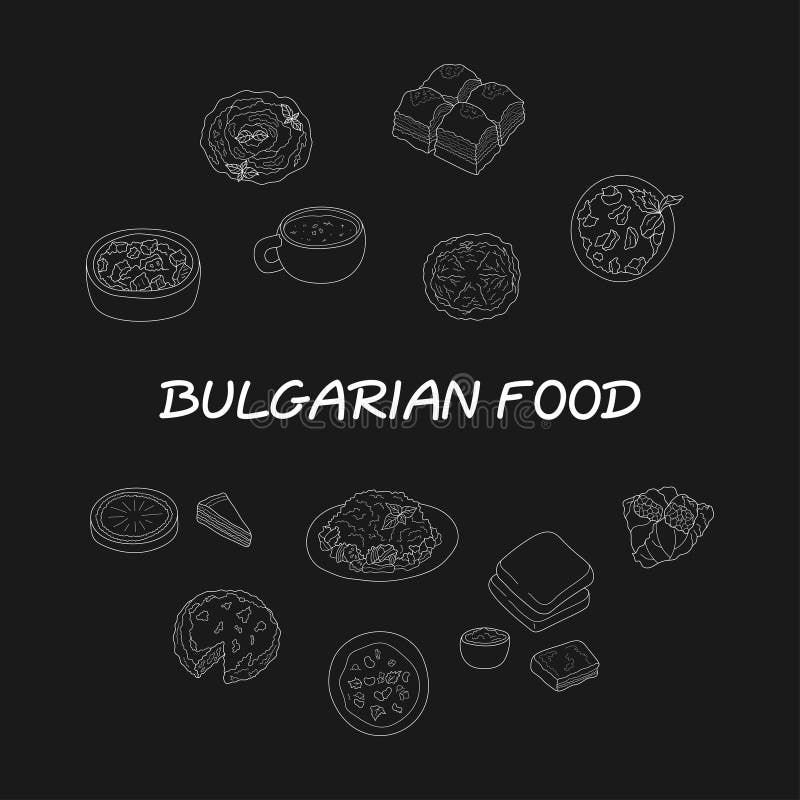 Vector Set Hand Drawn of Bulgarian Food. Design Sketch for Menu Cafe ...