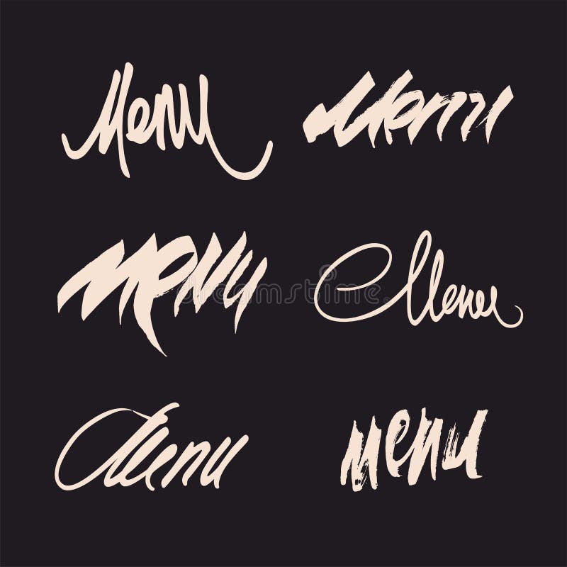 Vector Set of Hand Drawn Calligraphic Menu Headlines. Stock Vector ...
